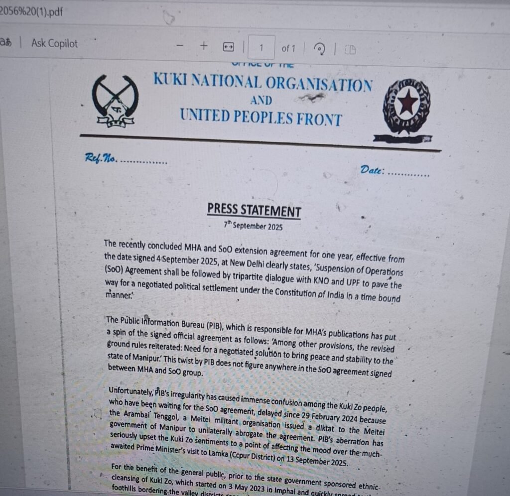 Manipur Peace Deal: KNO, UPF Slam PIB’s ‘Distorted’ Claim
