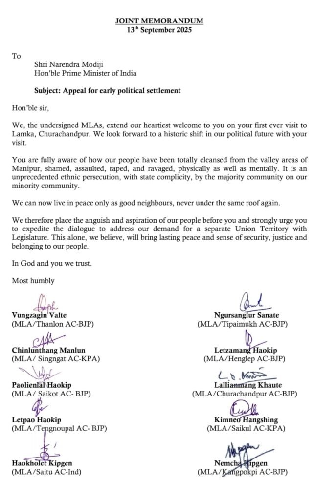 Kuki MLAs Unite, Urge PM Modi for Early Political Settlement